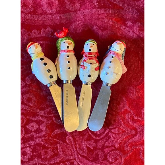 Unbranded | Dining | Set Of 4 Christmas Snowmen Resin Stainless ...